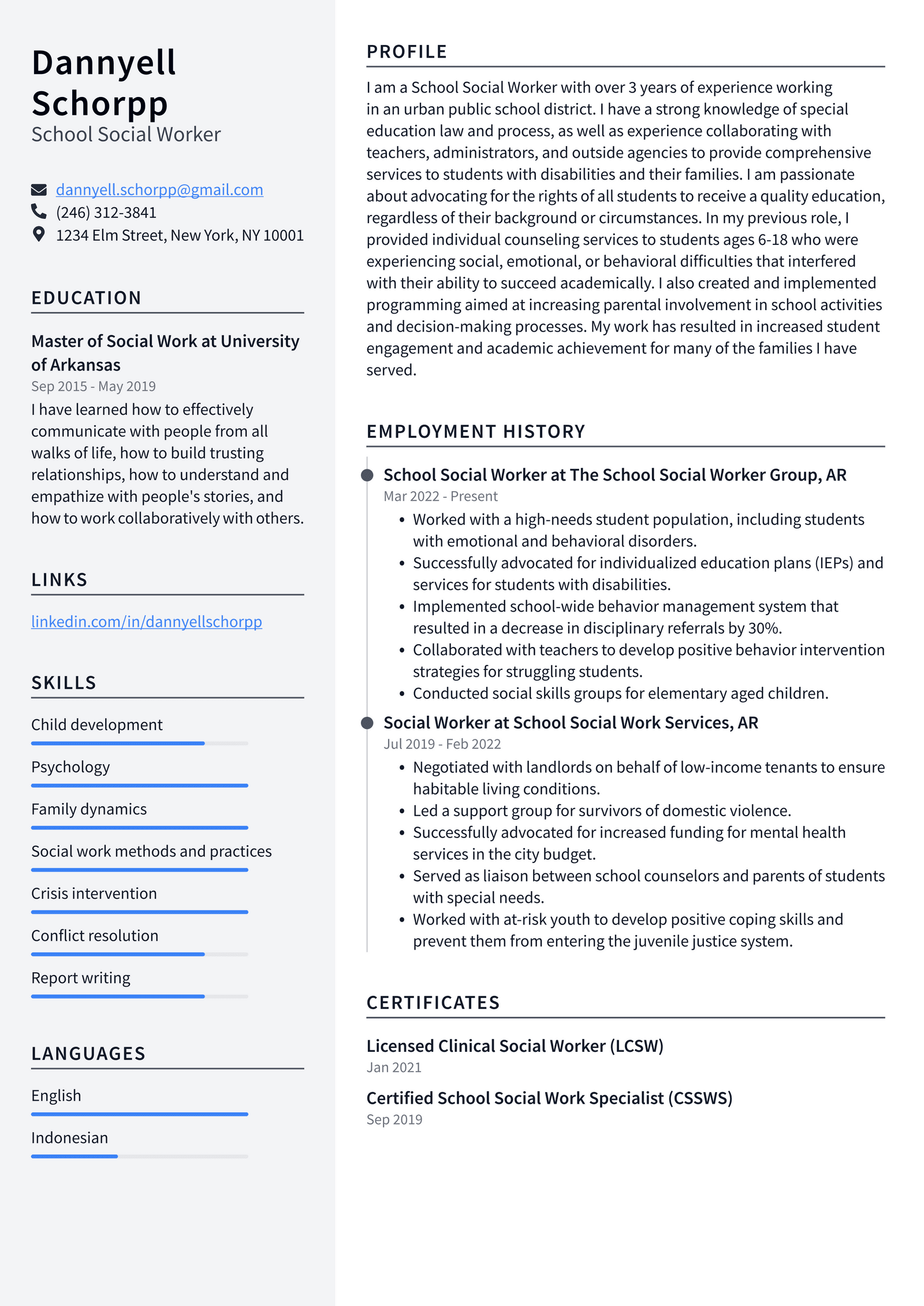 Social Worker Resume Example and Writing Guide - ResumeLawyer
