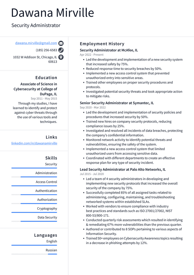 Cyber Security Resume Example and Writing Guide - ResumeLawyer