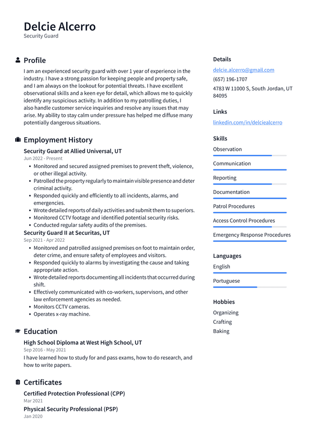 Doorman Resume Example and Writing Guide - ResumeLawyer