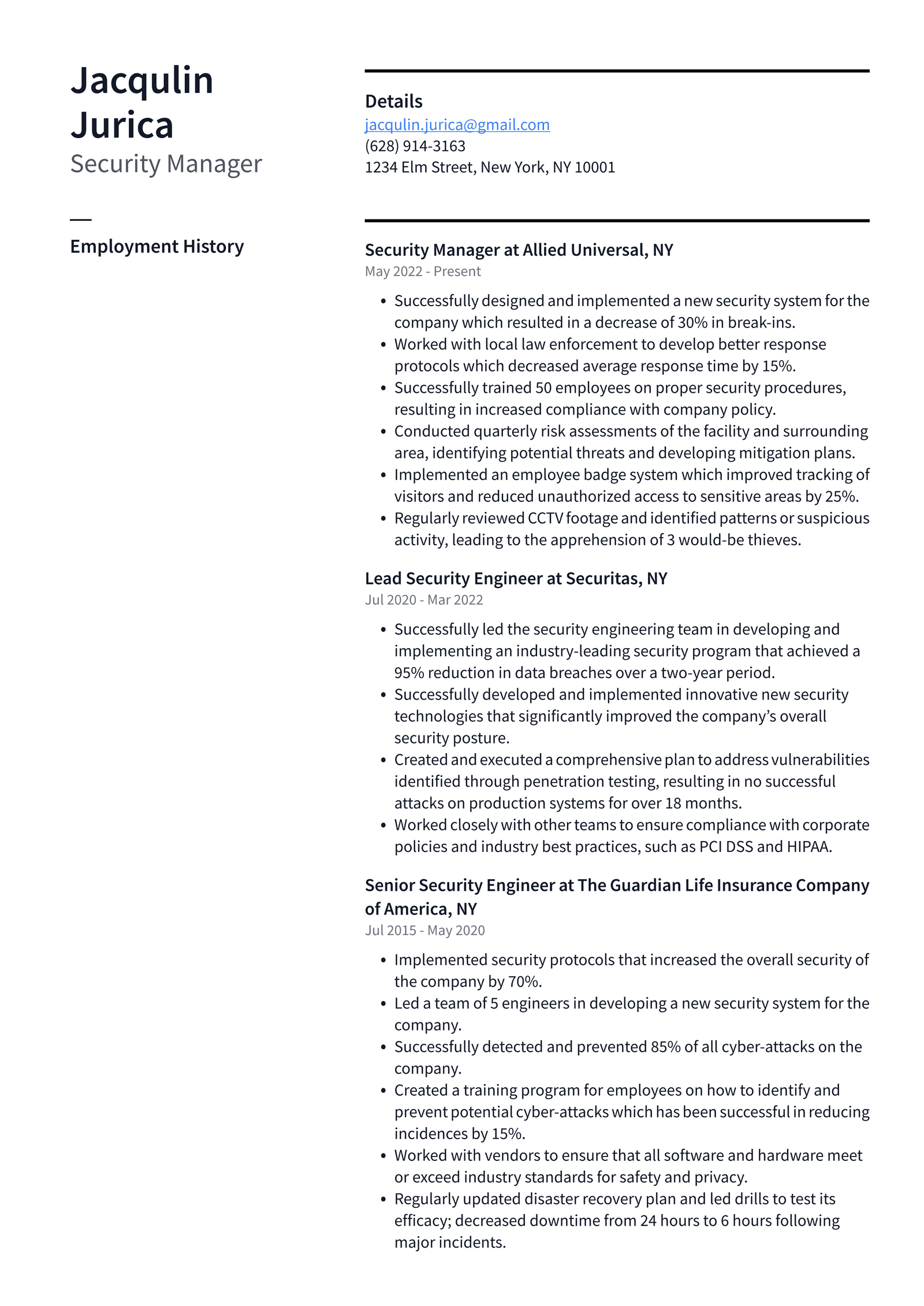 Security Officer Resume Example and Writing Guide - ResumeLawyer