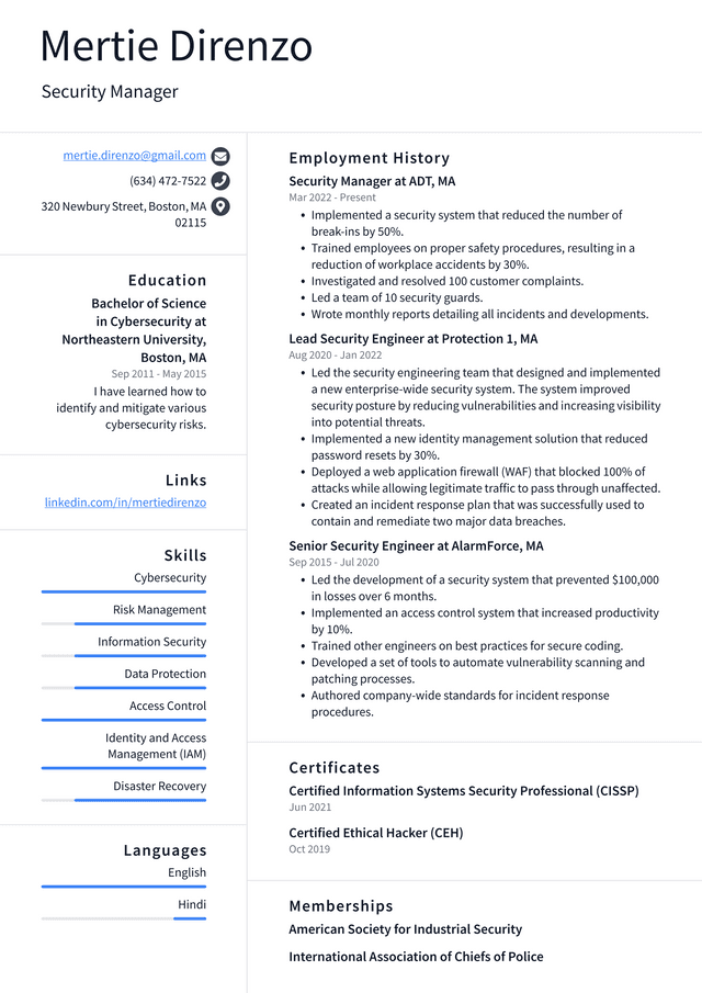 Security Guard Resume Example and Writing Guide - ResumeLawyer