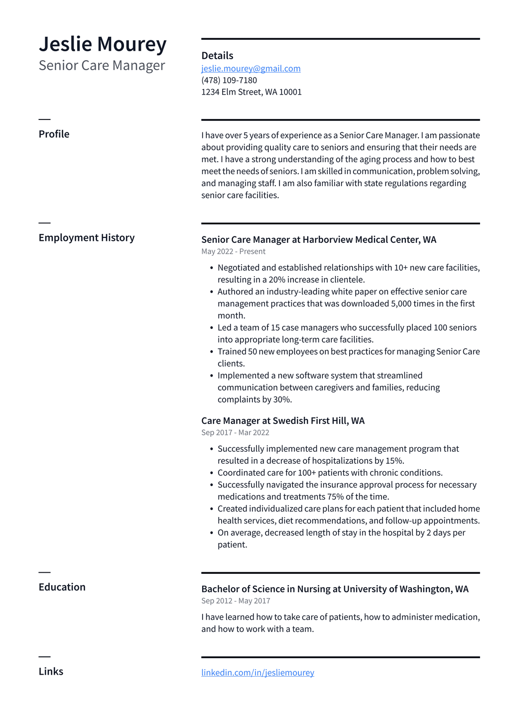 Geriatric Social Worker Resume Example and Writing Guide