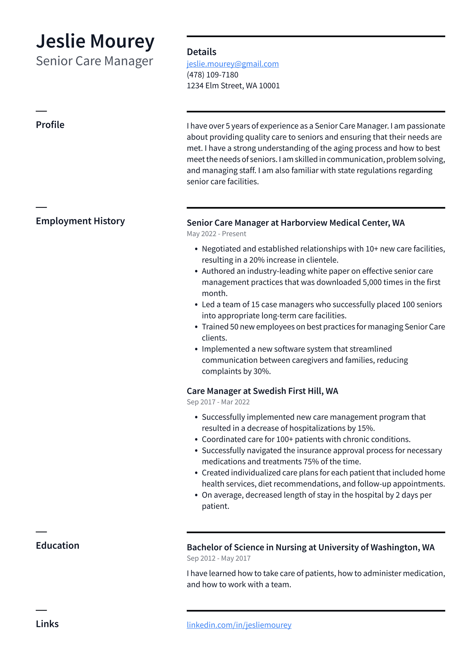 Geriatric Social Worker Resume Example and Writing Guide