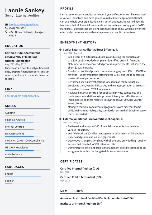 Senior Accountant Resume Example and Writing Guide - ResumeLawyer