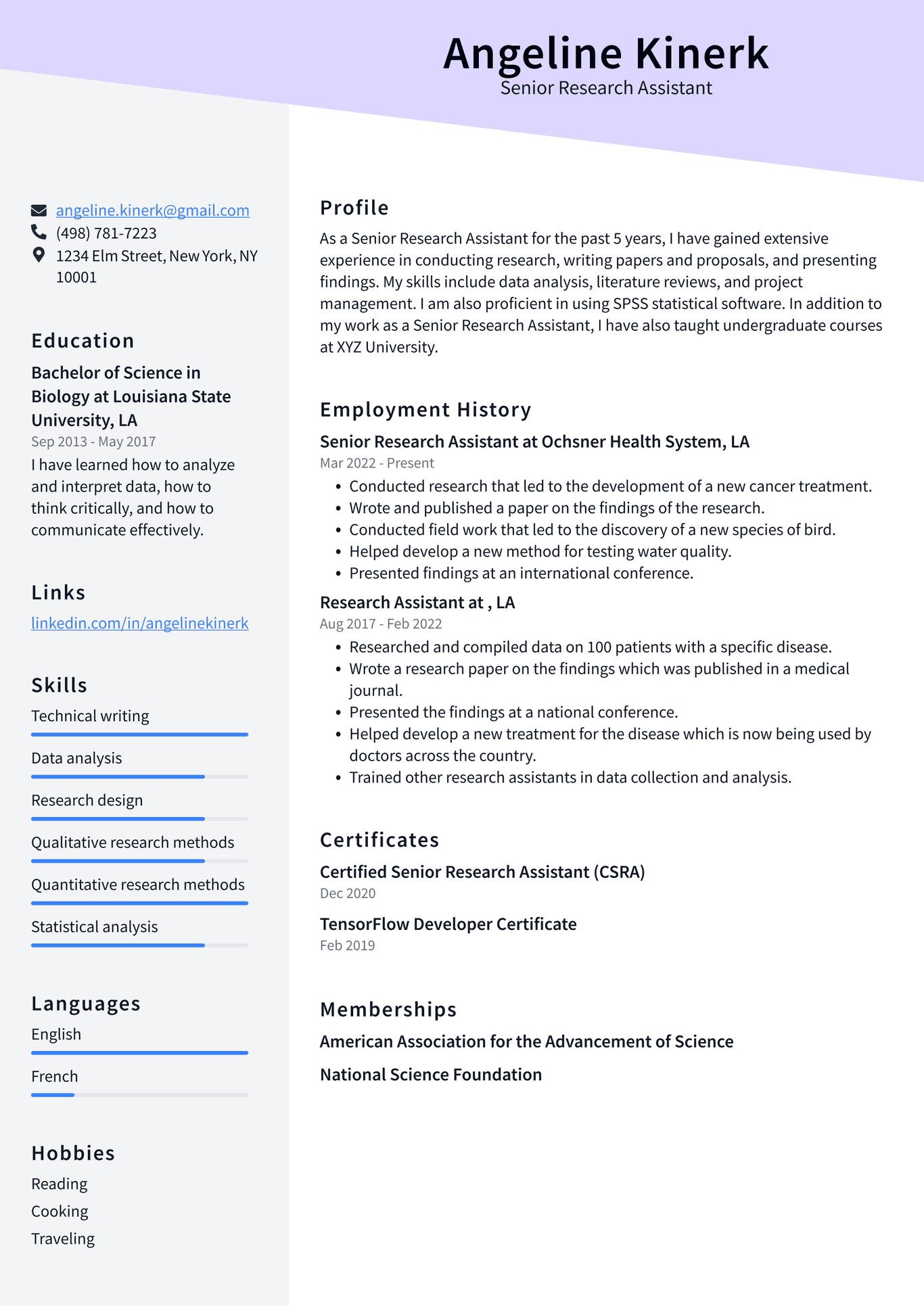 Research Assistant Resume Example and Writing Guide - ResumeLawyer