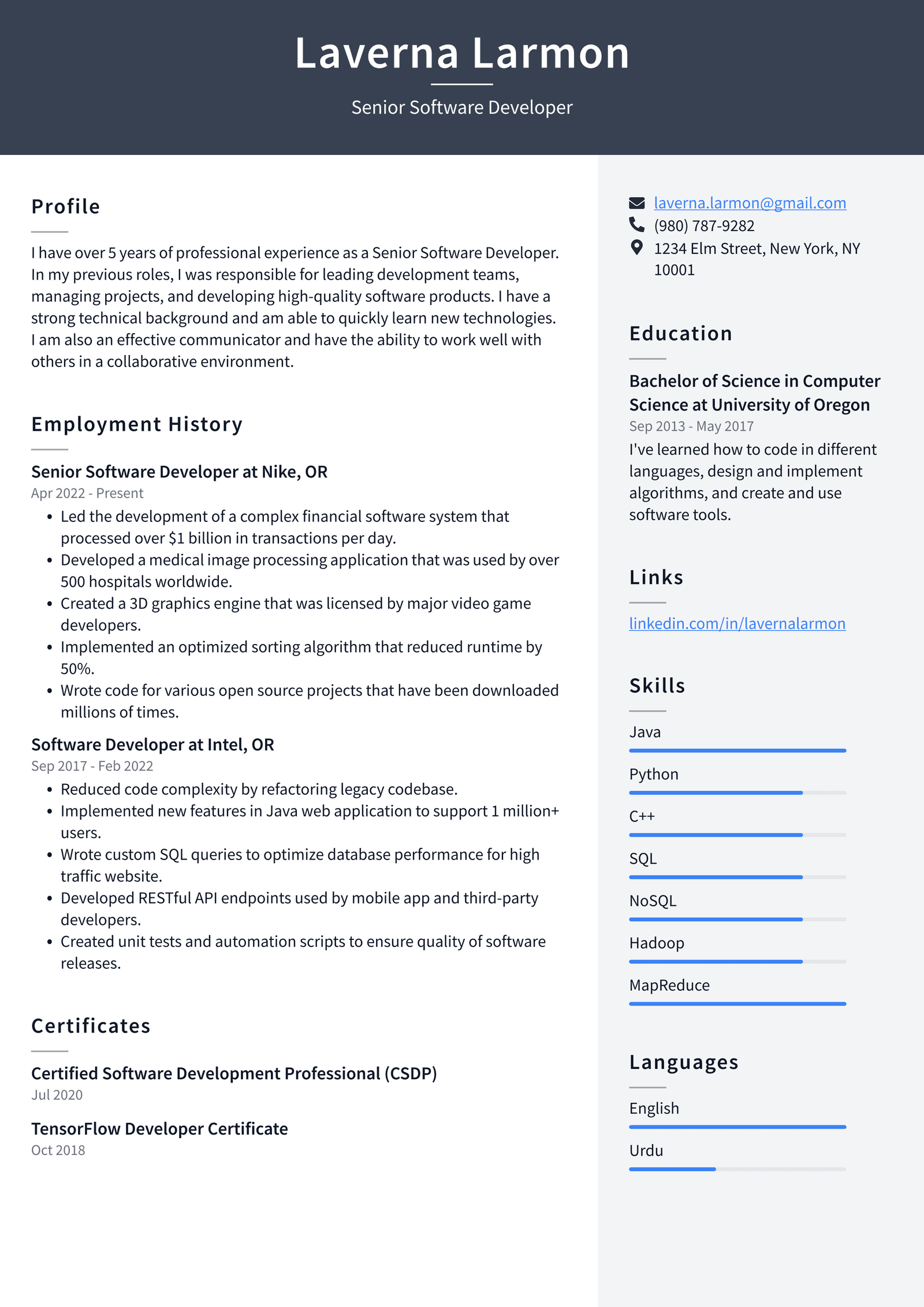 Software Developer Resume Example and Writing Guide - ResumeLawyer