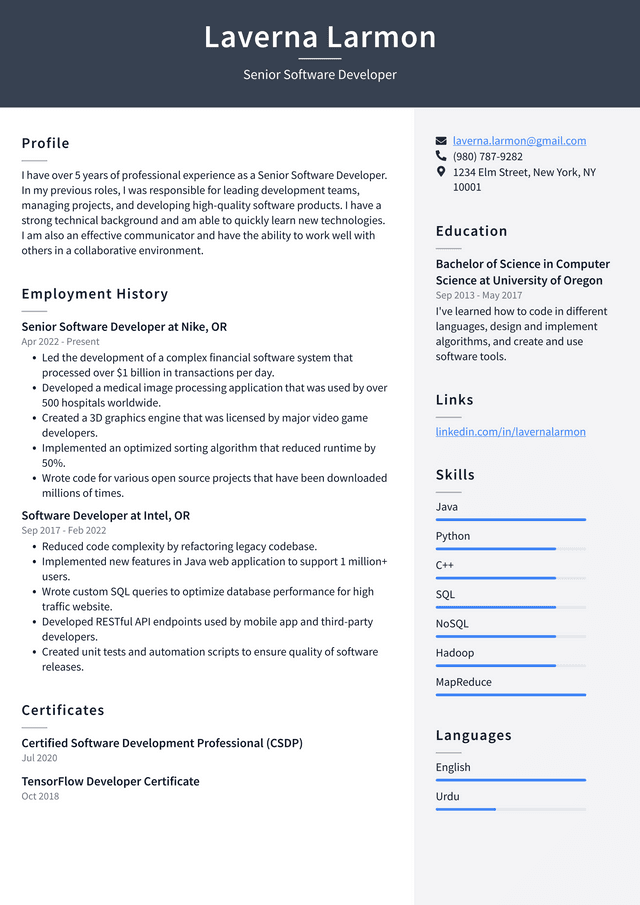 Software Developer Resume Example and Writing Guide - ResumeLawyer