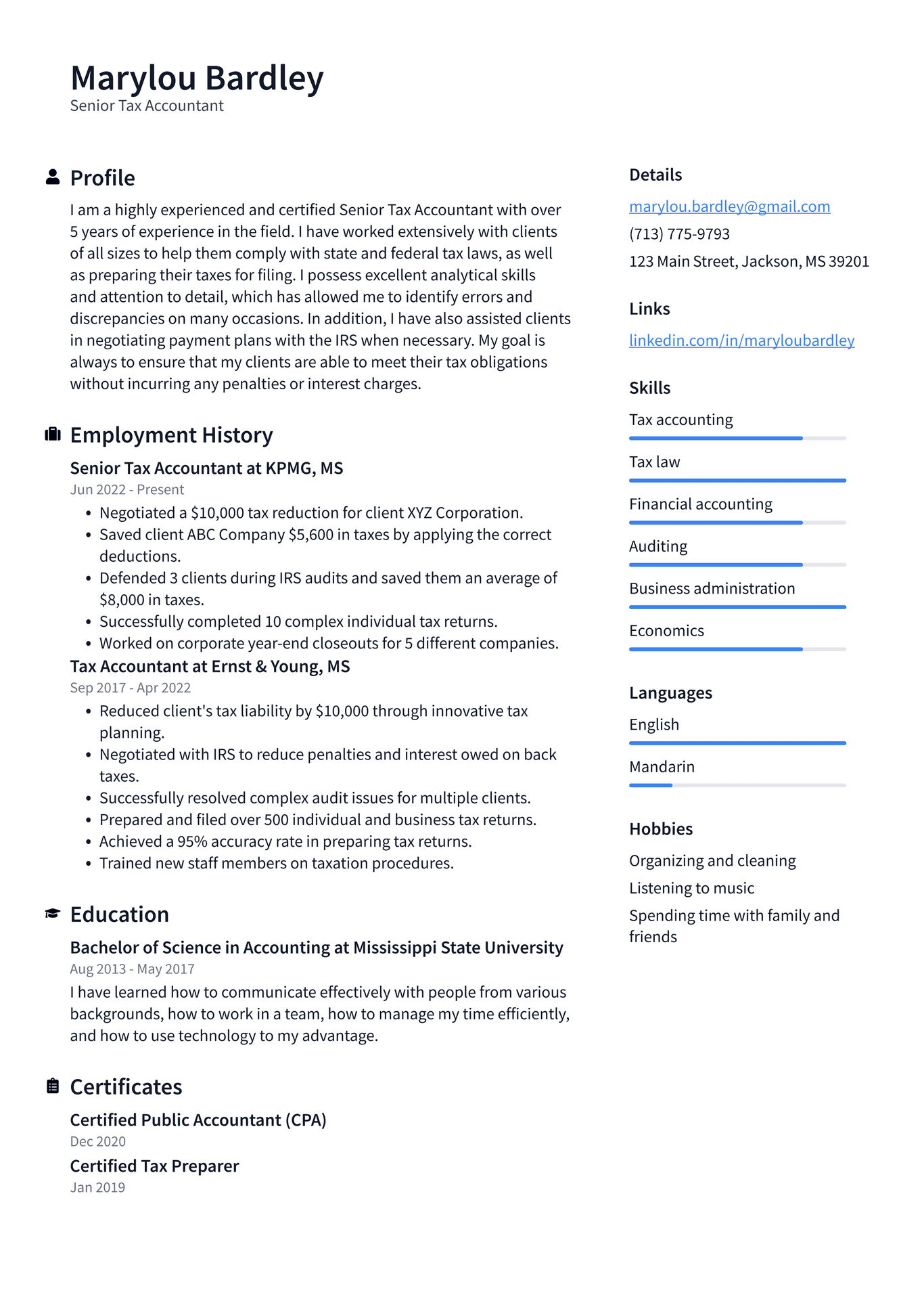 Senior Accountant Resume Example and Writing Guide - ResumeLawyer
