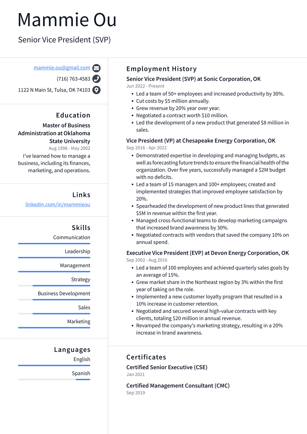 Executive Resume Example and Writing Guide - ResumeLawyer
