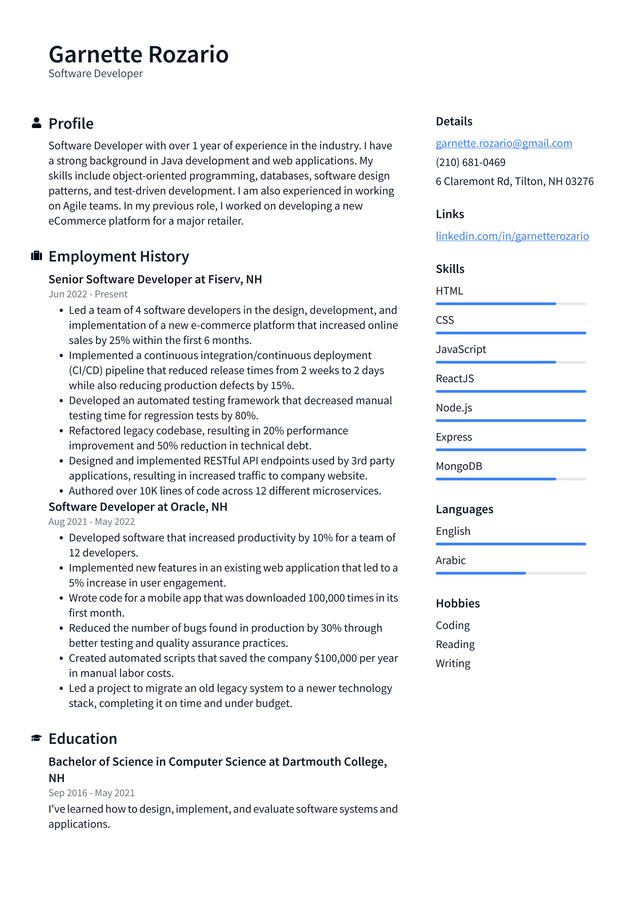 Programmer Resume Example and Writing Guide - ResumeLawyer