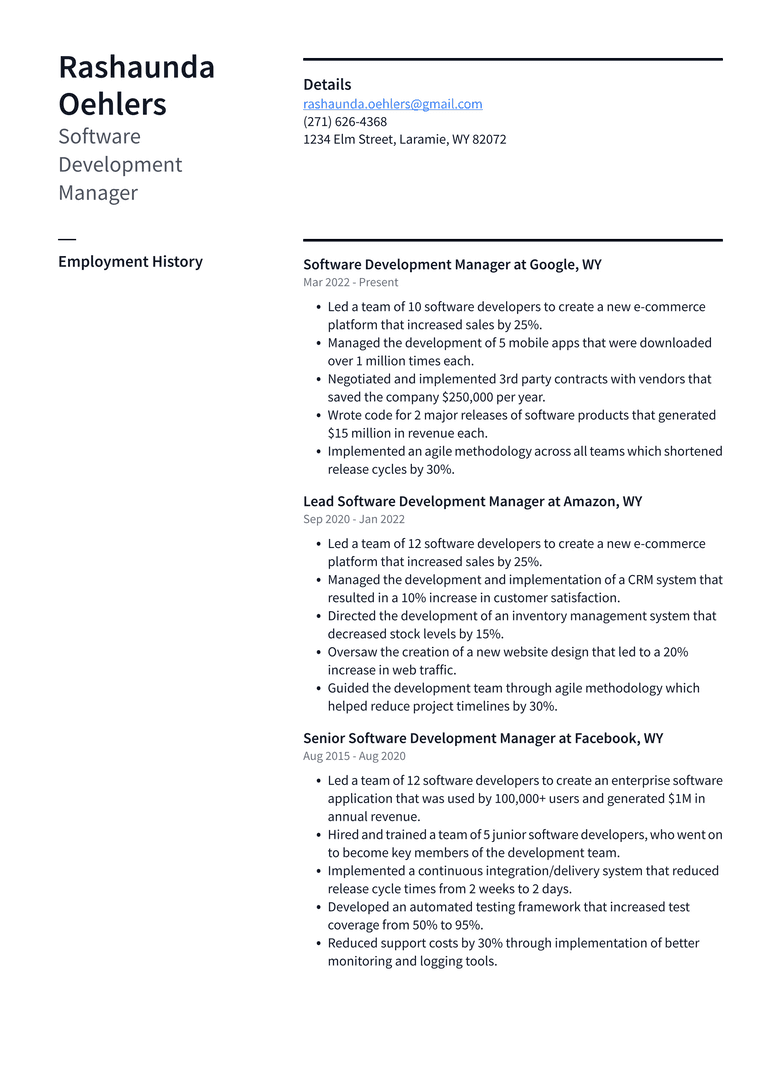 Software Developer Resume Example and Writing Guide - ResumeLawyer