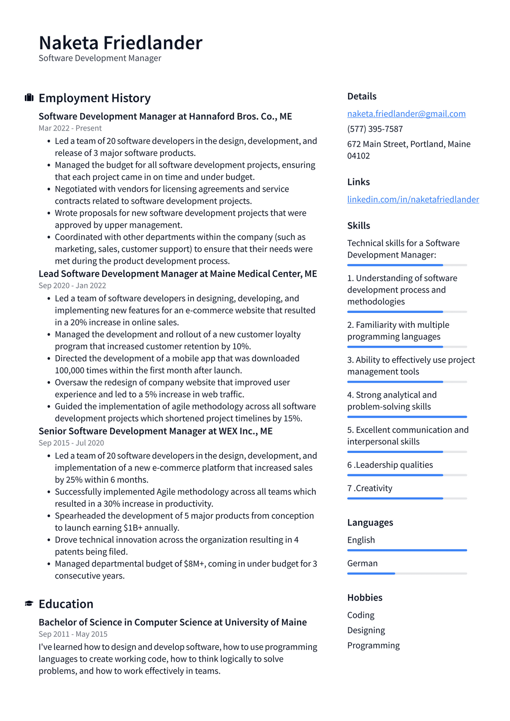 Senior Software Engineer Resume Example and Writing Guide