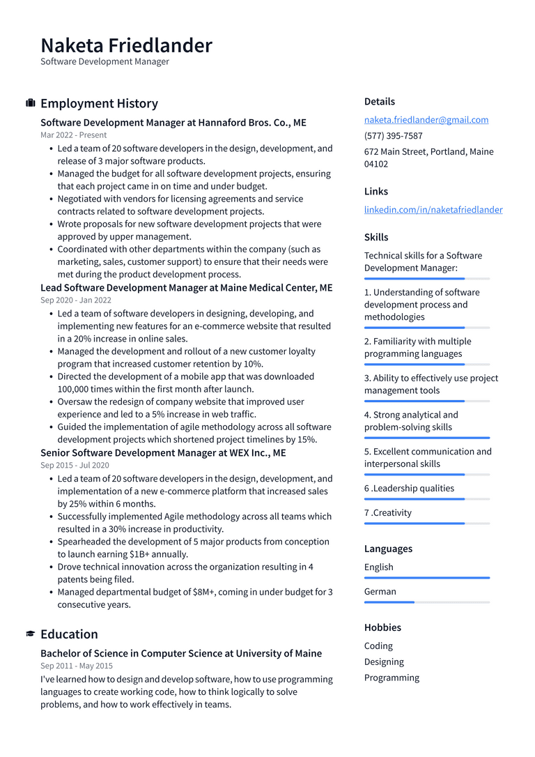 Senior Software Engineer Resume Example and Writing Guide