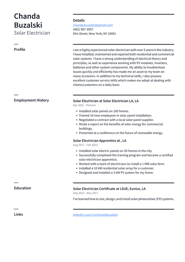 Electrician Resume Example and Writing Guide - ResumeLawyer