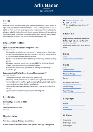 Spa Manager Resume Example and Writing Guide - ResumeLawyer