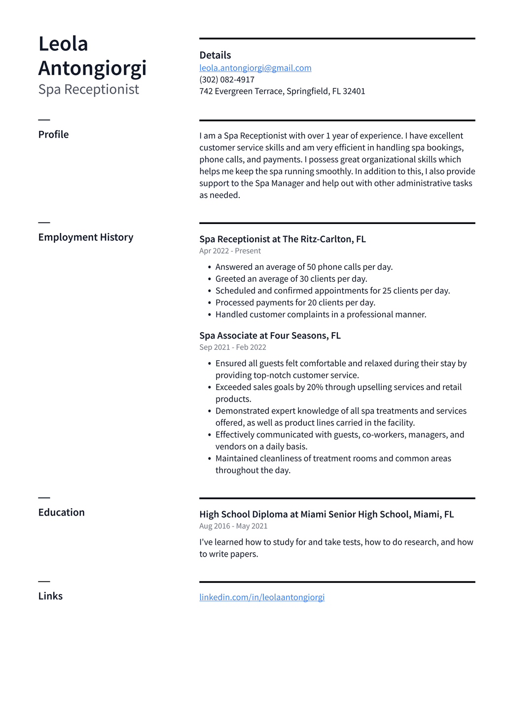 Spa Manager Resume Example and Writing Guide - ResumeLawyer