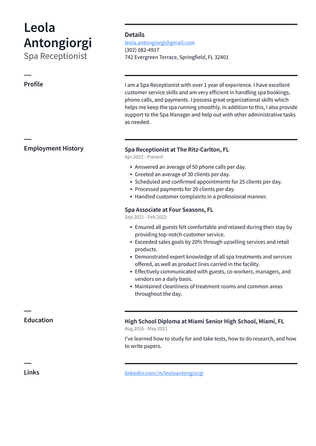 Spa Manager Resume Example and Writing Guide - ResumeLawyer