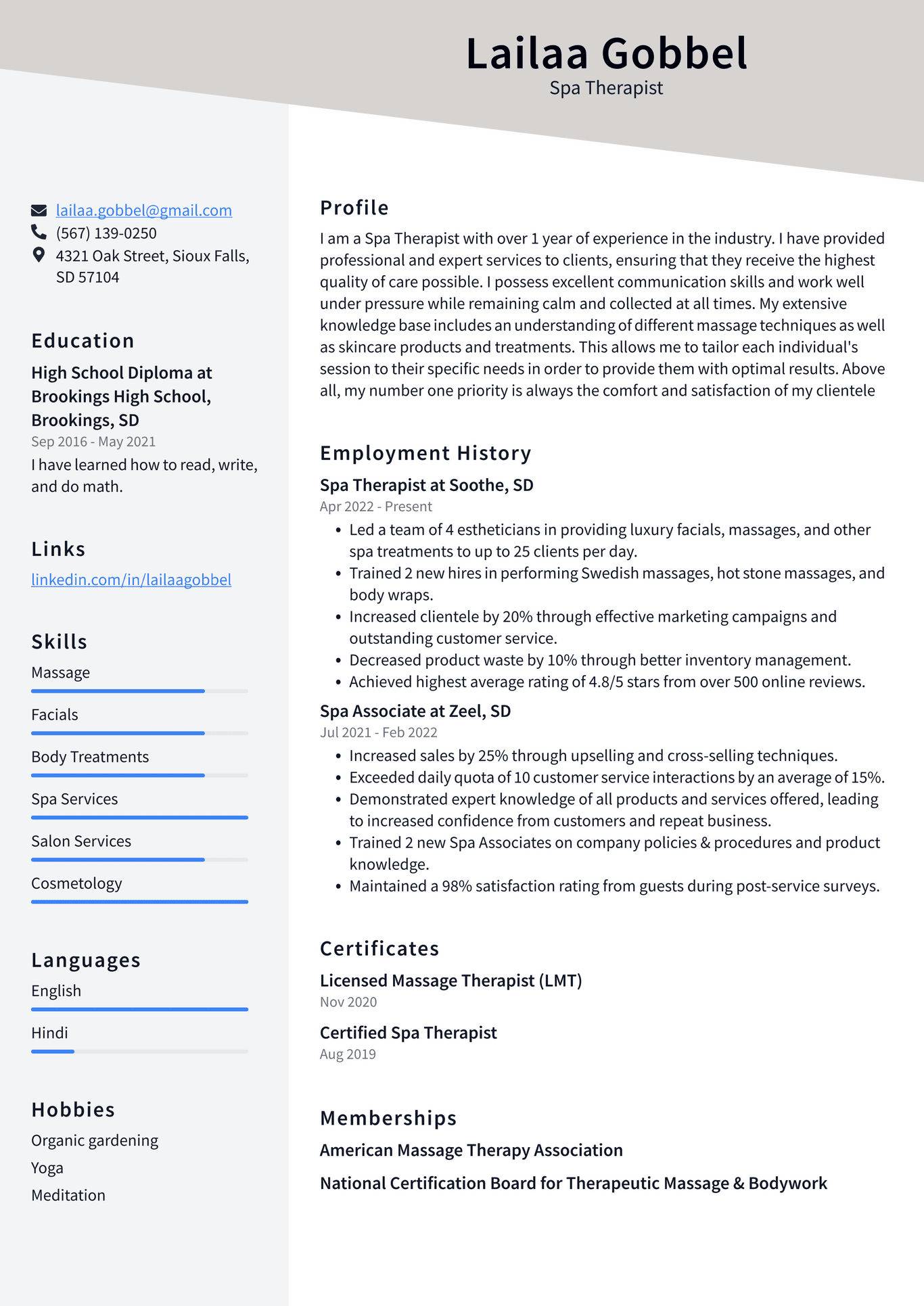 Spa Manager Resume Example and Writing Guide - ResumeLawyer