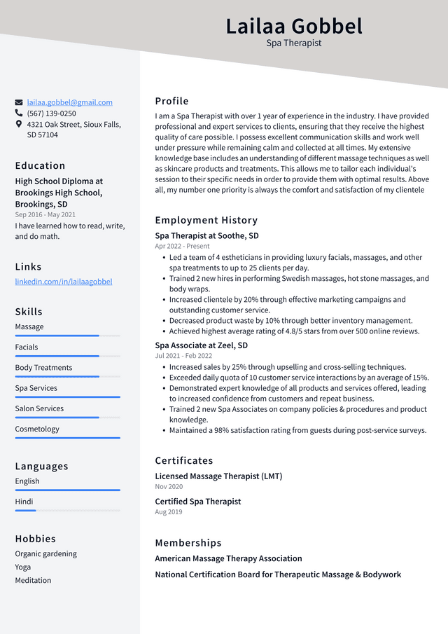 Spa Manager Resume Example and Writing Guide - ResumeLawyer