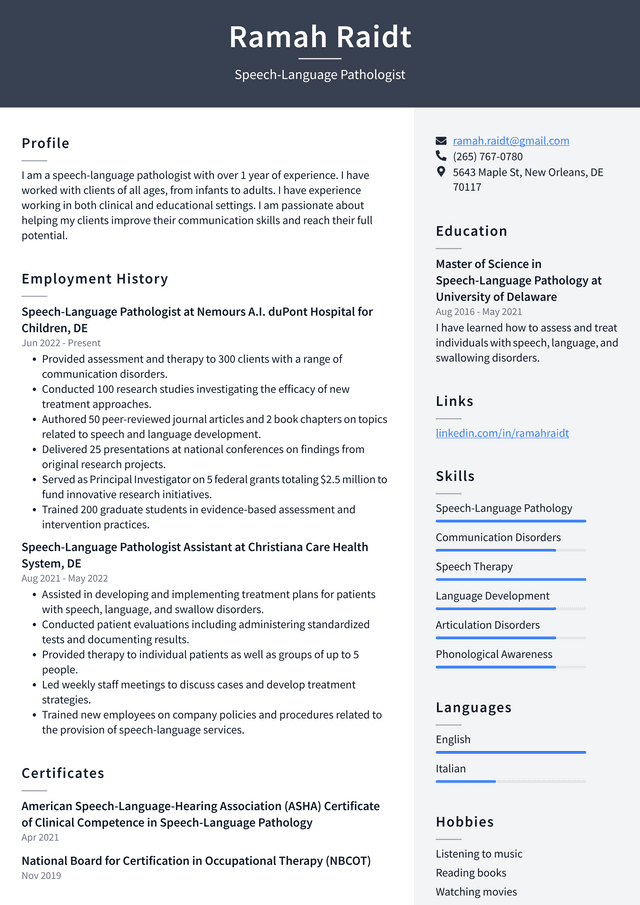 Audiologist Resume Example and Writing Guide - ResumeLawyer