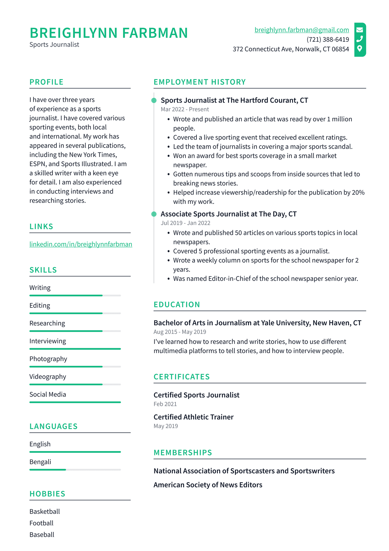 Sports Resume Example and Writing Guide - ResumeLawyer