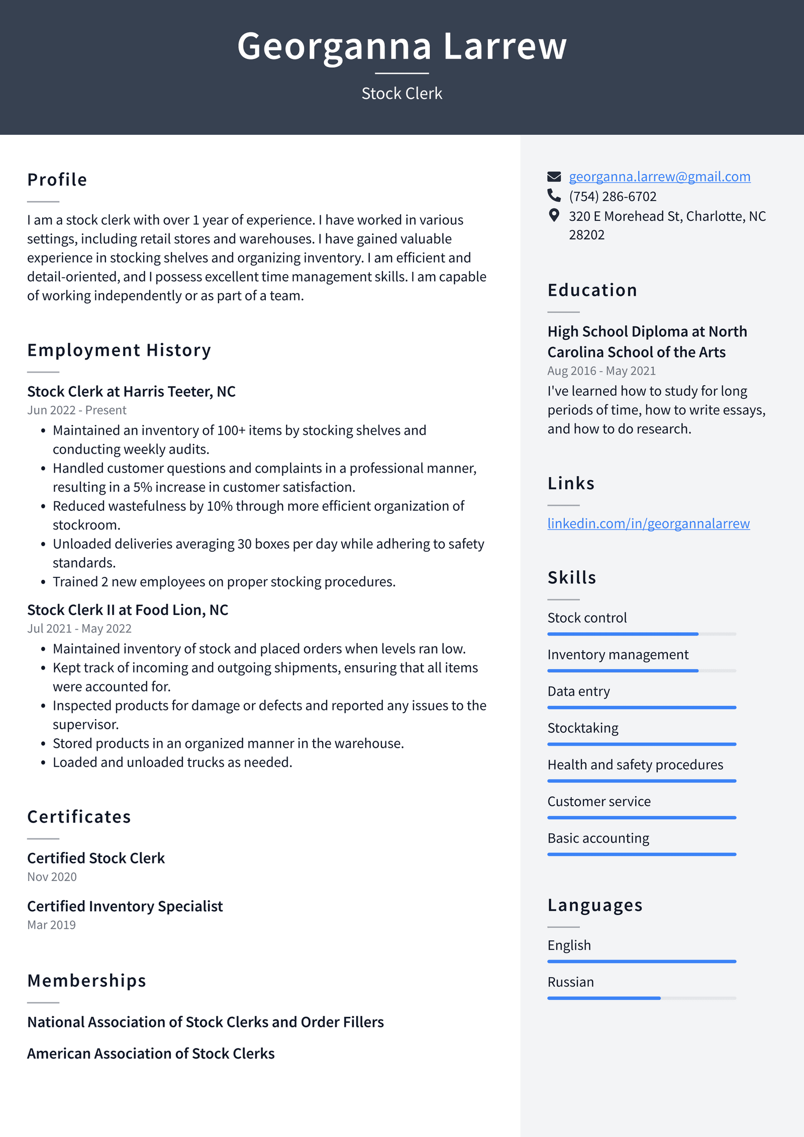 Package Handler Resume Example and Writing Guide - ResumeLawyer