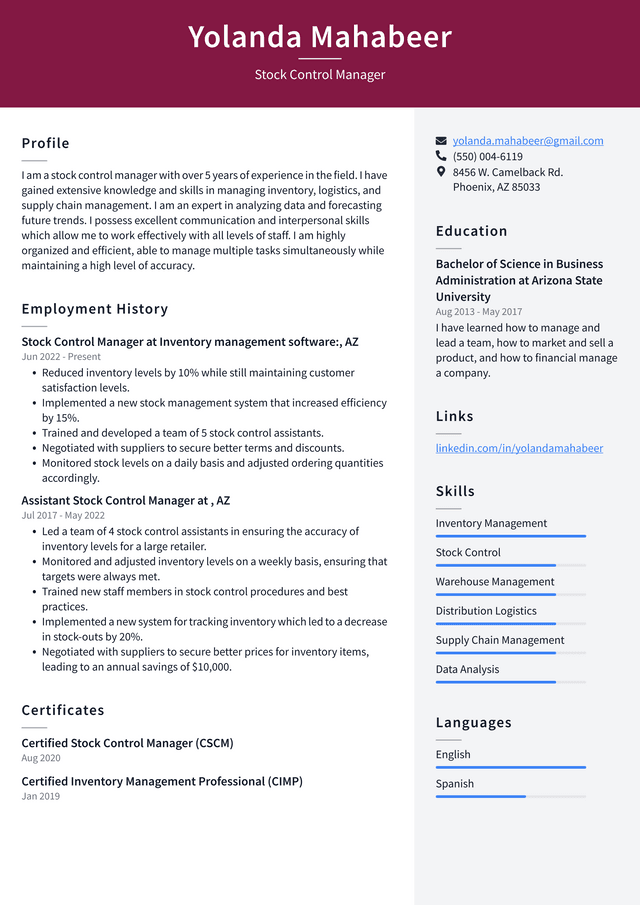 Stock Clerk Resume Example and Writing Guide - ResumeLawyer