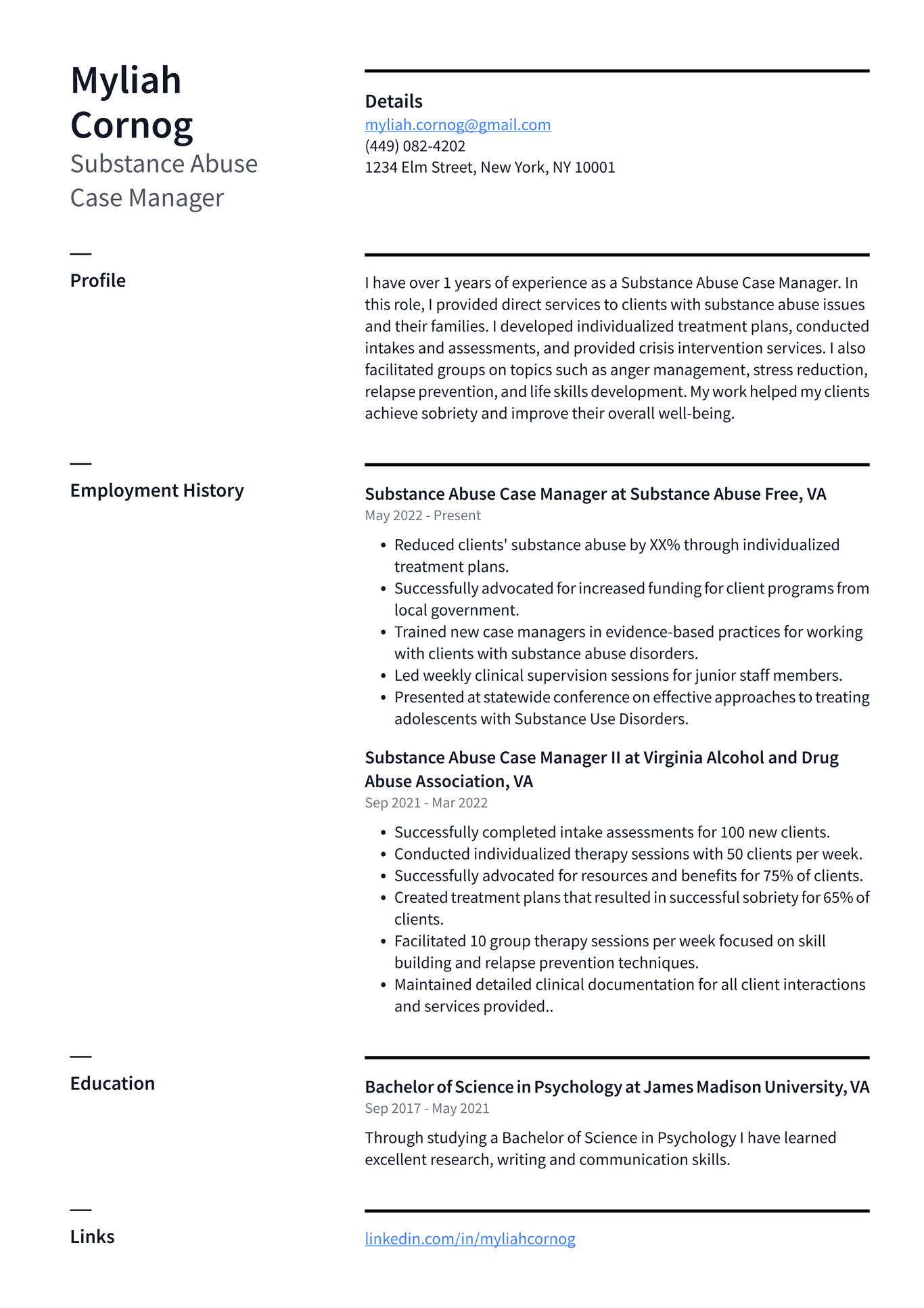 Drug And Alcohol Counselor Resume Example And Writing Guide