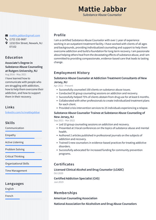 Drug and Alcohol Counselor Resume Example and Writing Guide