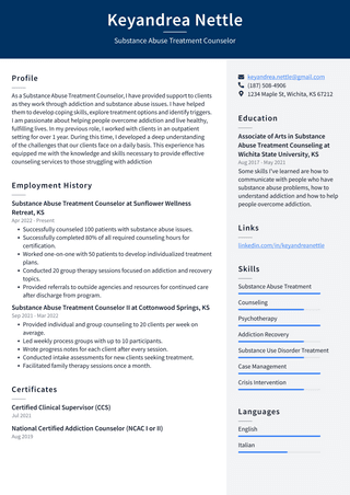 Drug and Alcohol Counselor Resume Example and Writing Guide