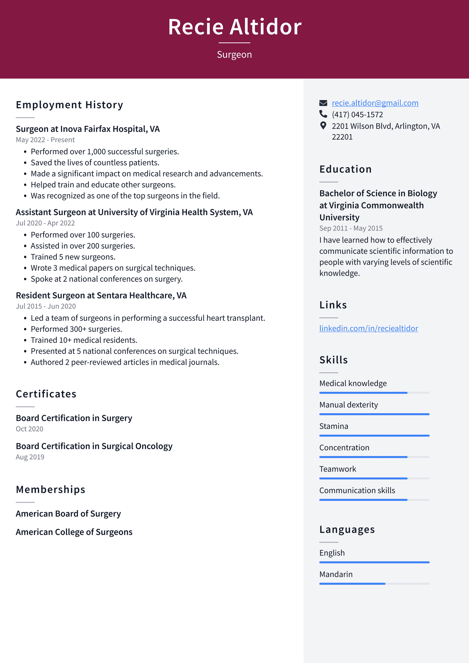 Healthcare Resume Example and Writing Guide - ResumeLawyer