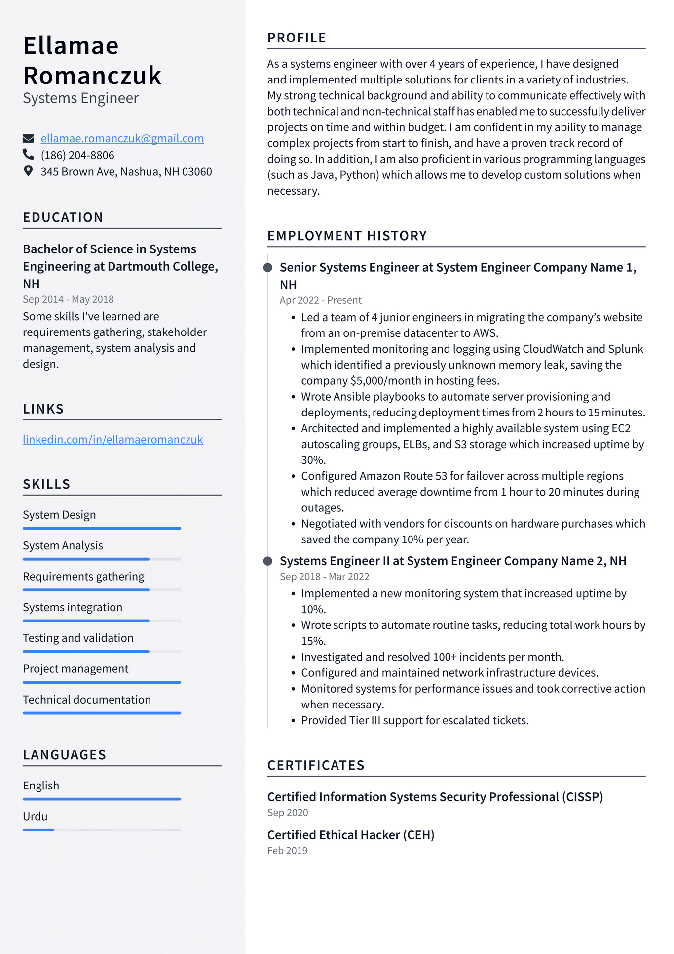 Systems Analyst Resume Example and Writing Guide - ResumeLawyer
