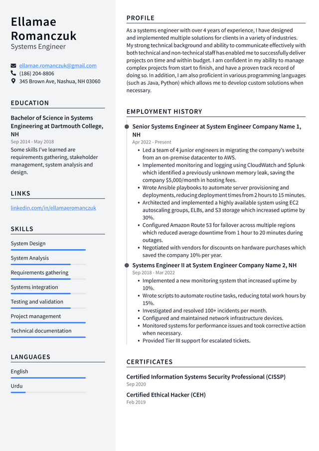 Systems Analyst Resume Example and Writing Guide - ResumeLawyer