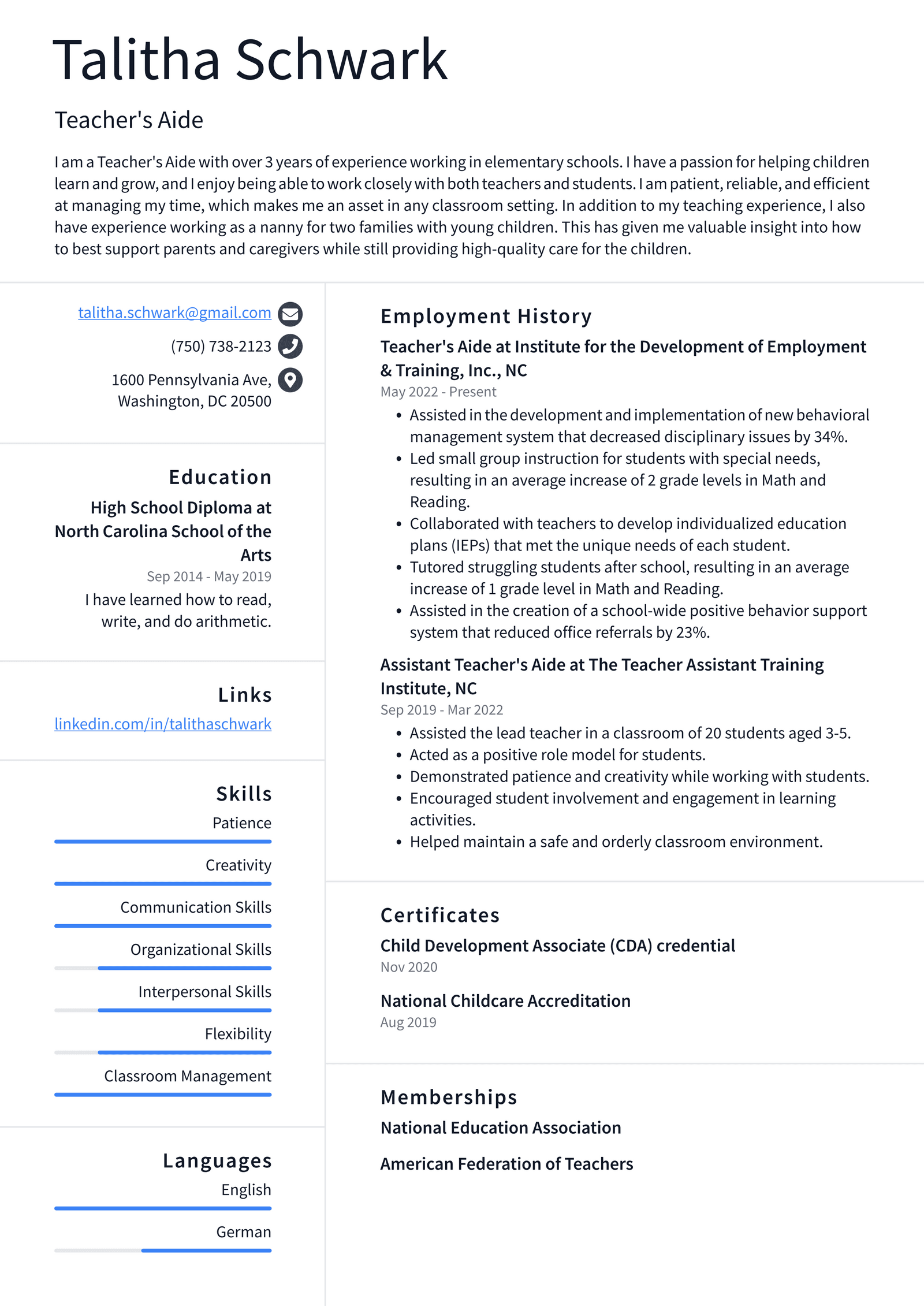 Teacher Assistant Resume Example and Writing Guide - ResumeLawyer