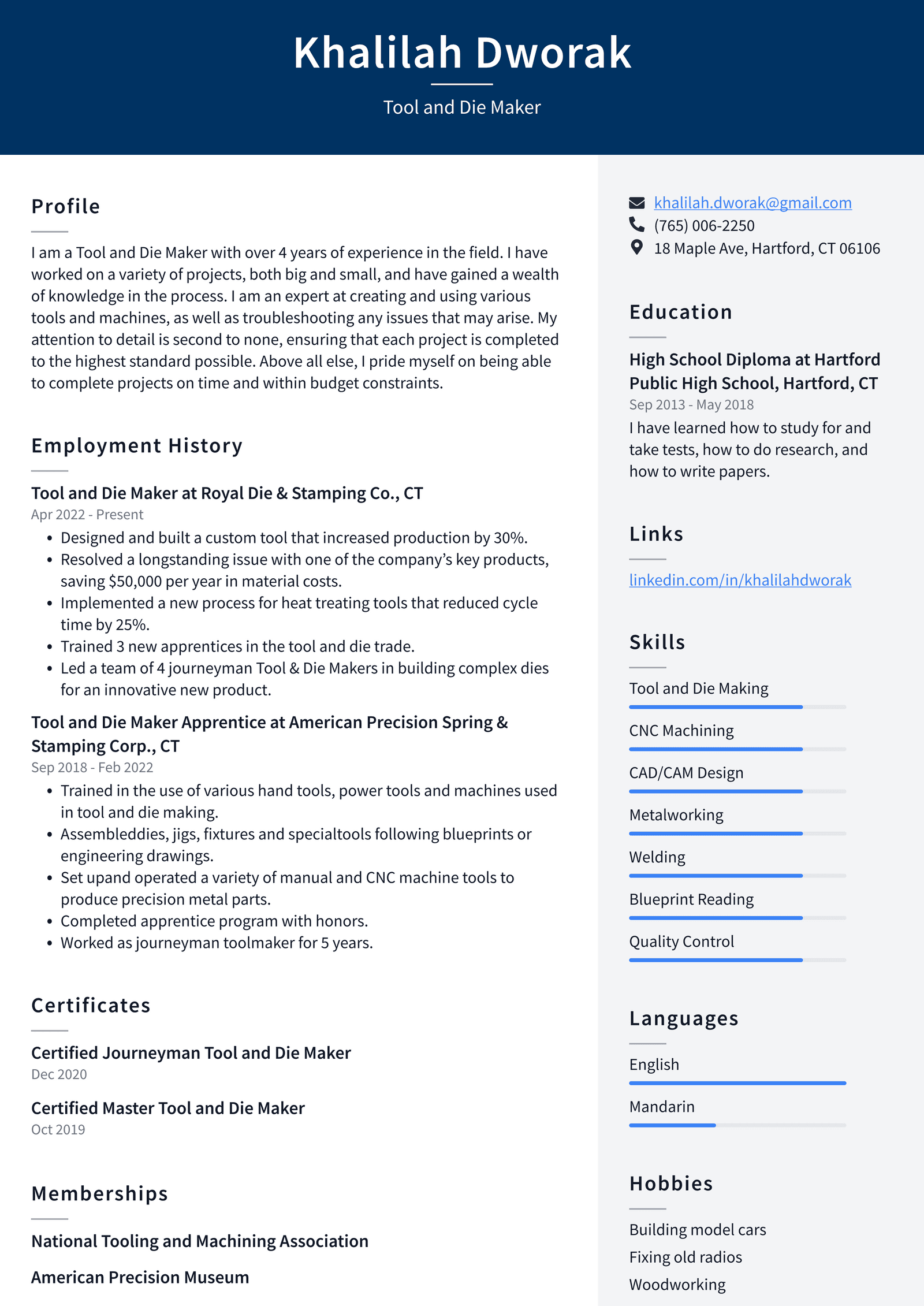 Machinist Resume Example and Writing Guide - ResumeLawyer