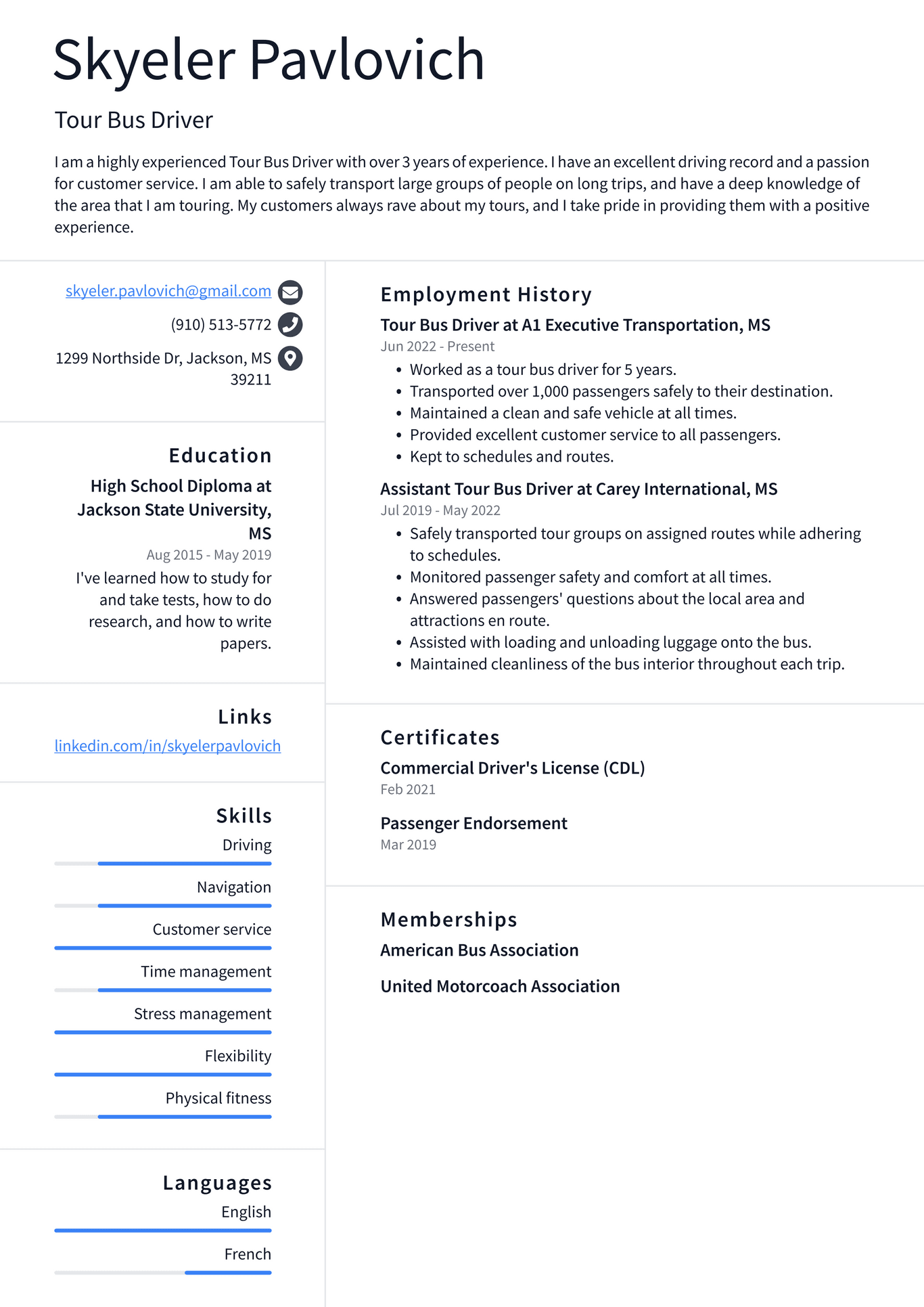 Bus Driver Resume Example and Writing Guide - ResumeLawyer