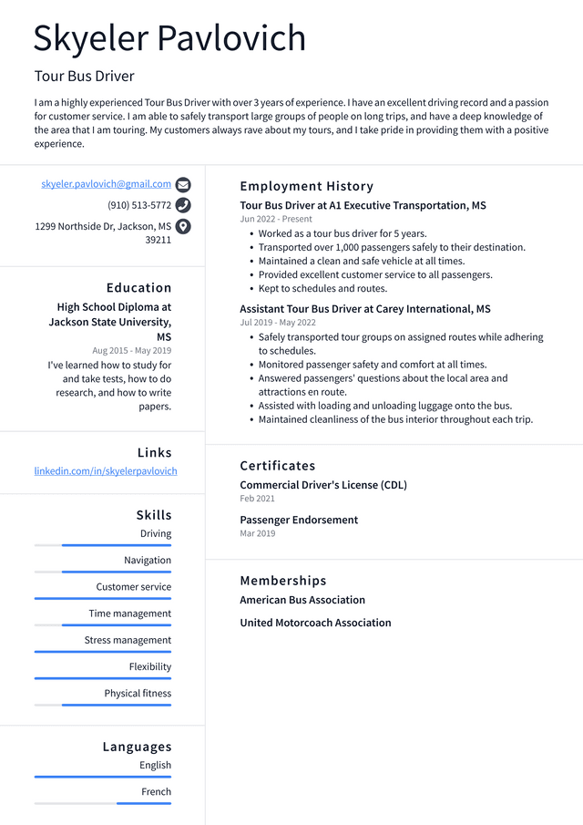 Bus Driver Resume Example and Writing Guide - ResumeLawyer