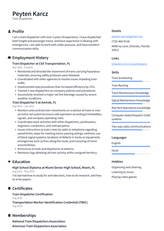 Train Operator Resume Example and Writing Guide - ResumeLawyer