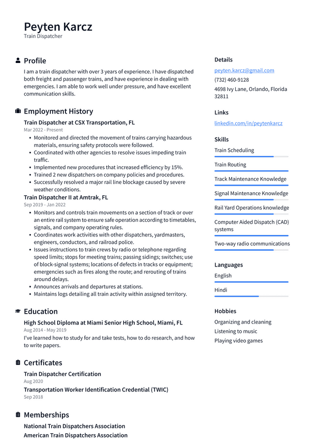 Train Operator Resume Example and Writing Guide - ResumeLawyer