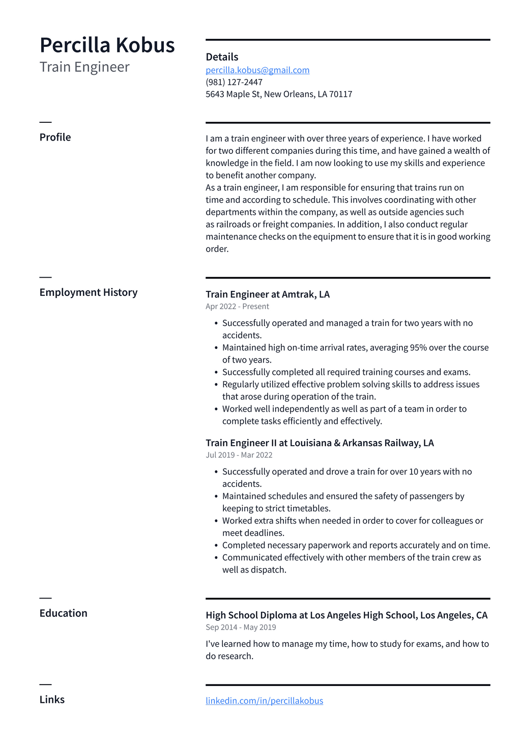 Train Operator Resume Example and Writing Guide - ResumeLawyer