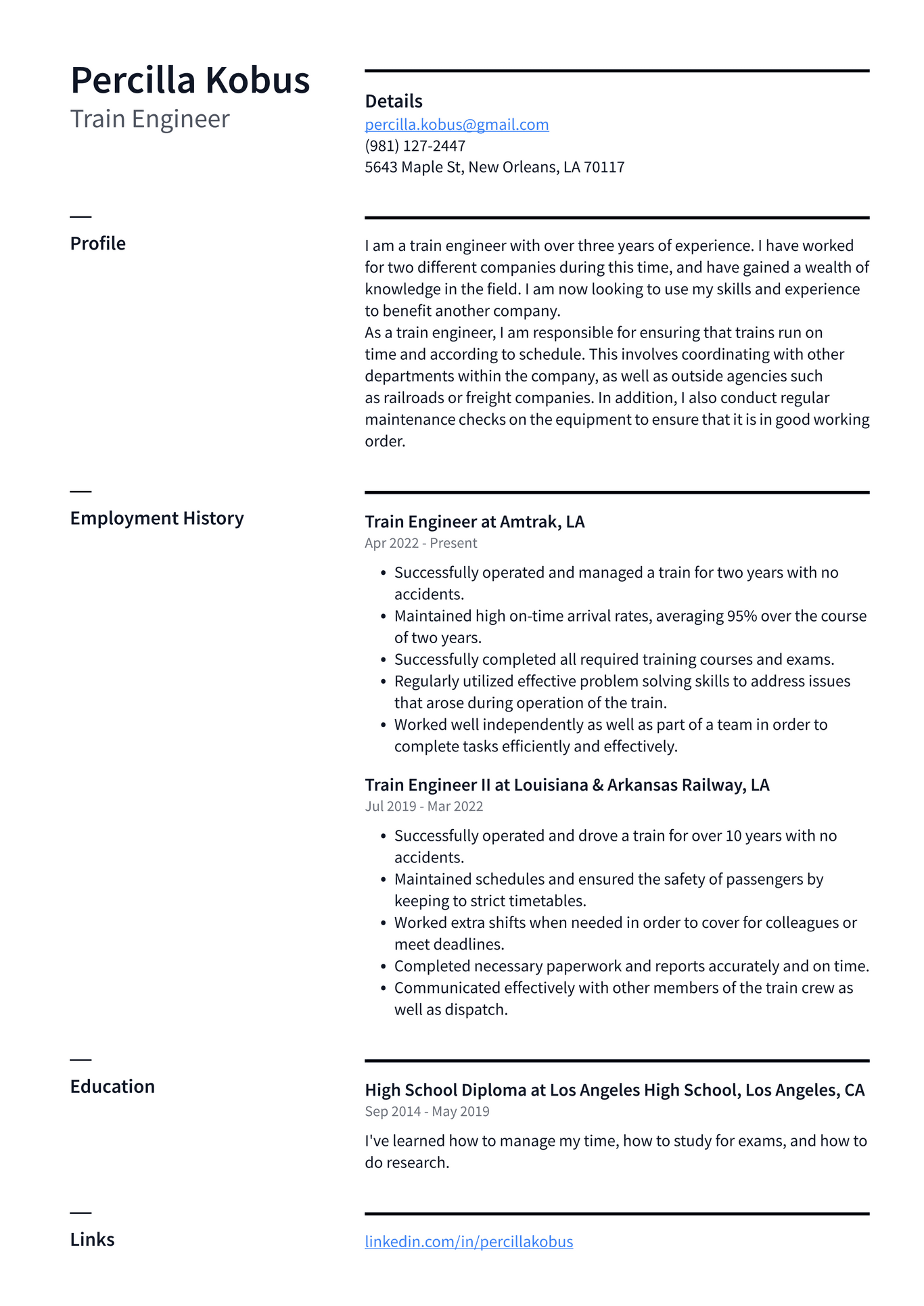 Train Operator Resume Example and Writing Guide - ResumeLawyer