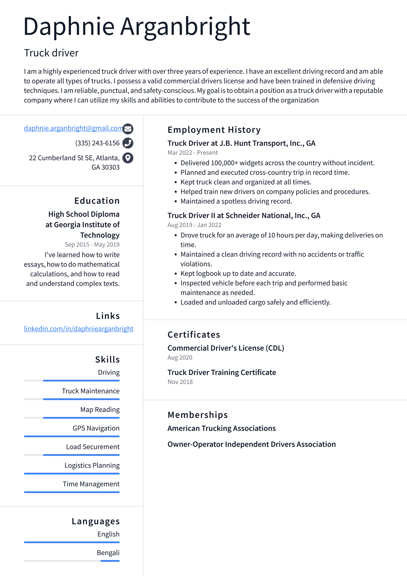 Driver Resume Example and Writing Guide - ResumeLawyer