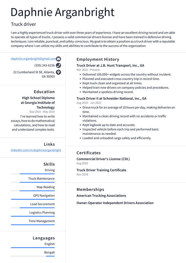Driver Resume Example and Writing Guide - ResumeLawyer