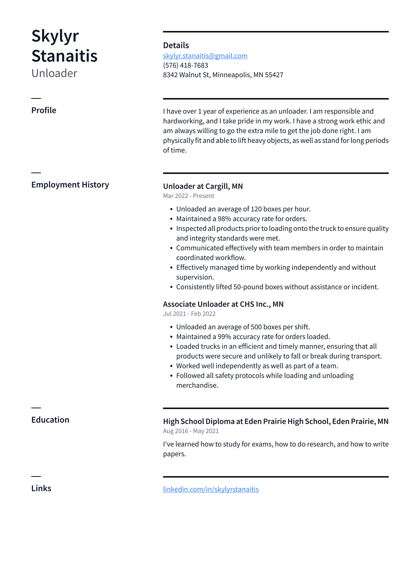 Warehouse Worker Resume Example and Writing Guide - ResumeLawyer