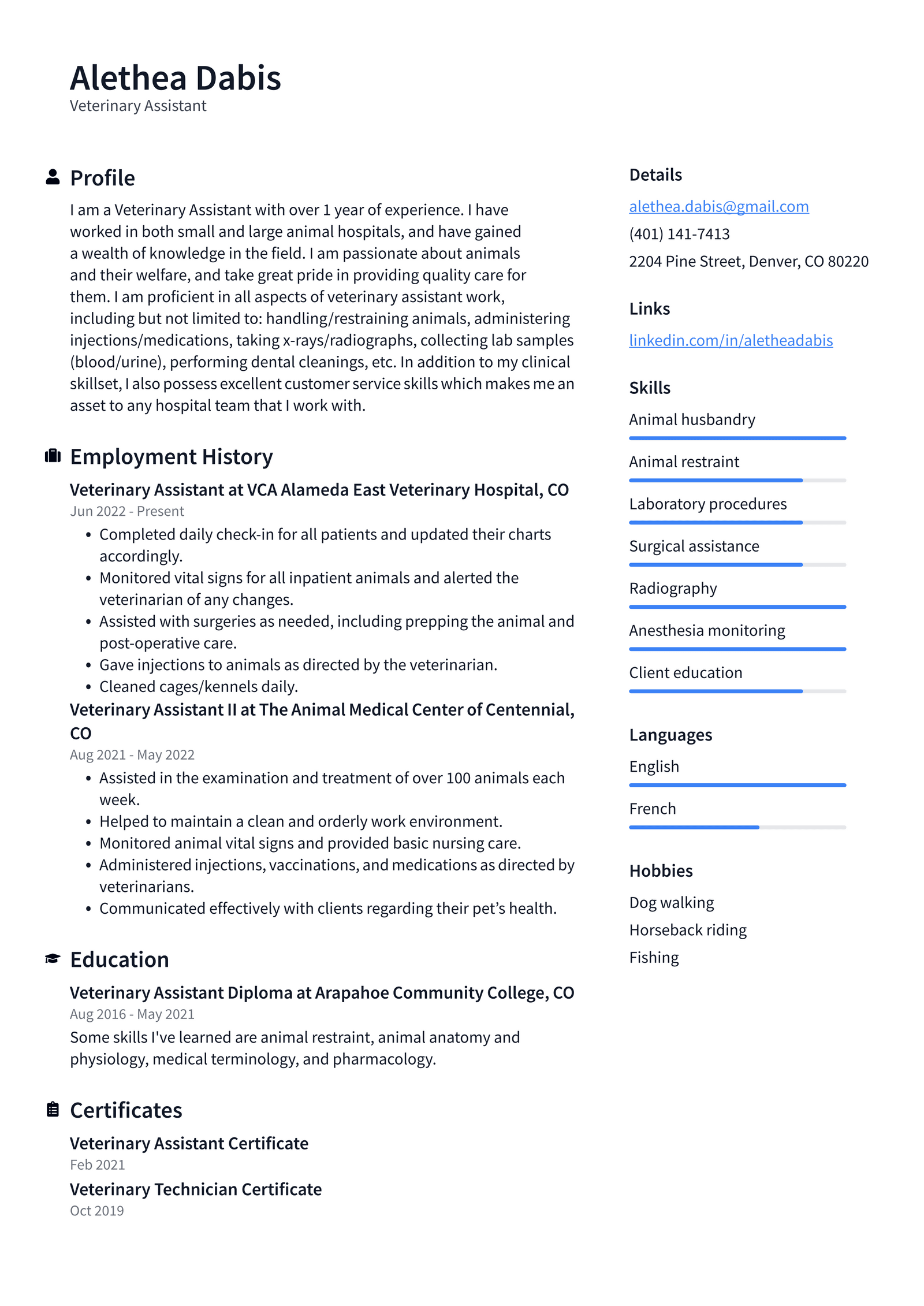 Veterinarian Resume Example and Writing Guide - ResumeLawyer