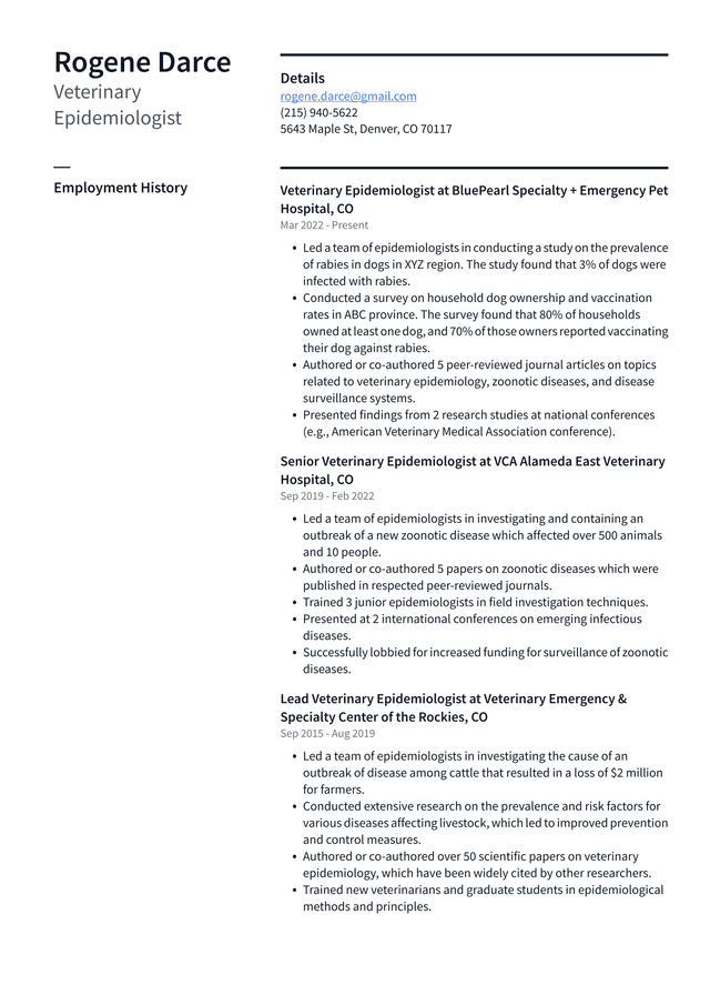 Veterinarian Resume Example and Writing Guide - ResumeLawyer