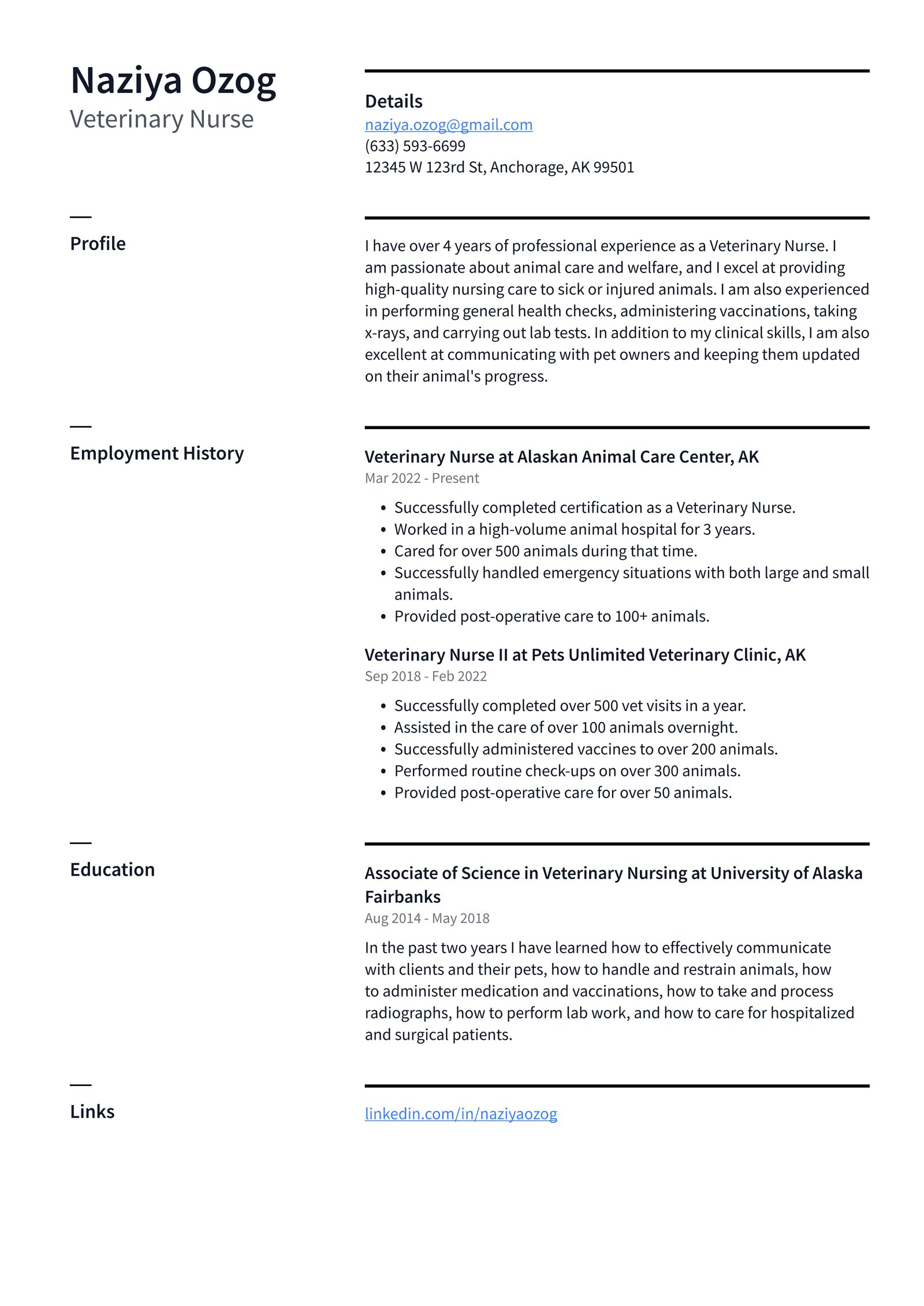 Veterinary Assistant Resume Example and Writing Guide - ResumeLawyer