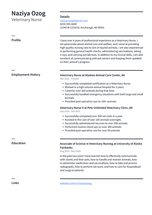 Veterinary Assistant Resume Example and Writing Guide - ResumeLawyer