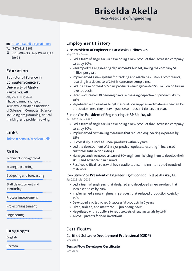 Senior Software Engineer Resume Example and Writing Guide