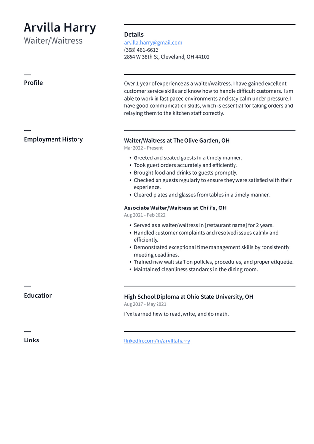 Caterer Resume Example and Writing Guide - ResumeLawyer